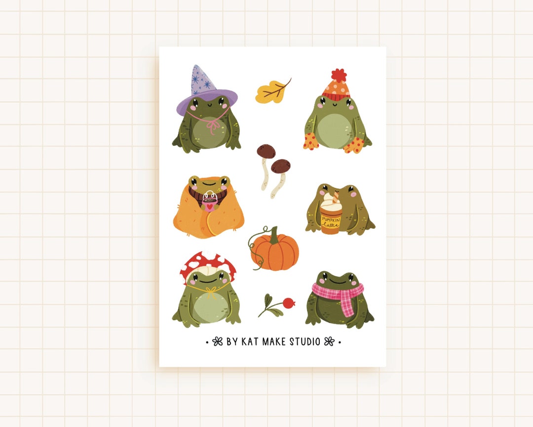Magic Frogs | Sticker Sheet, Cute Animals Lover Gift, Autumn Stickers ...