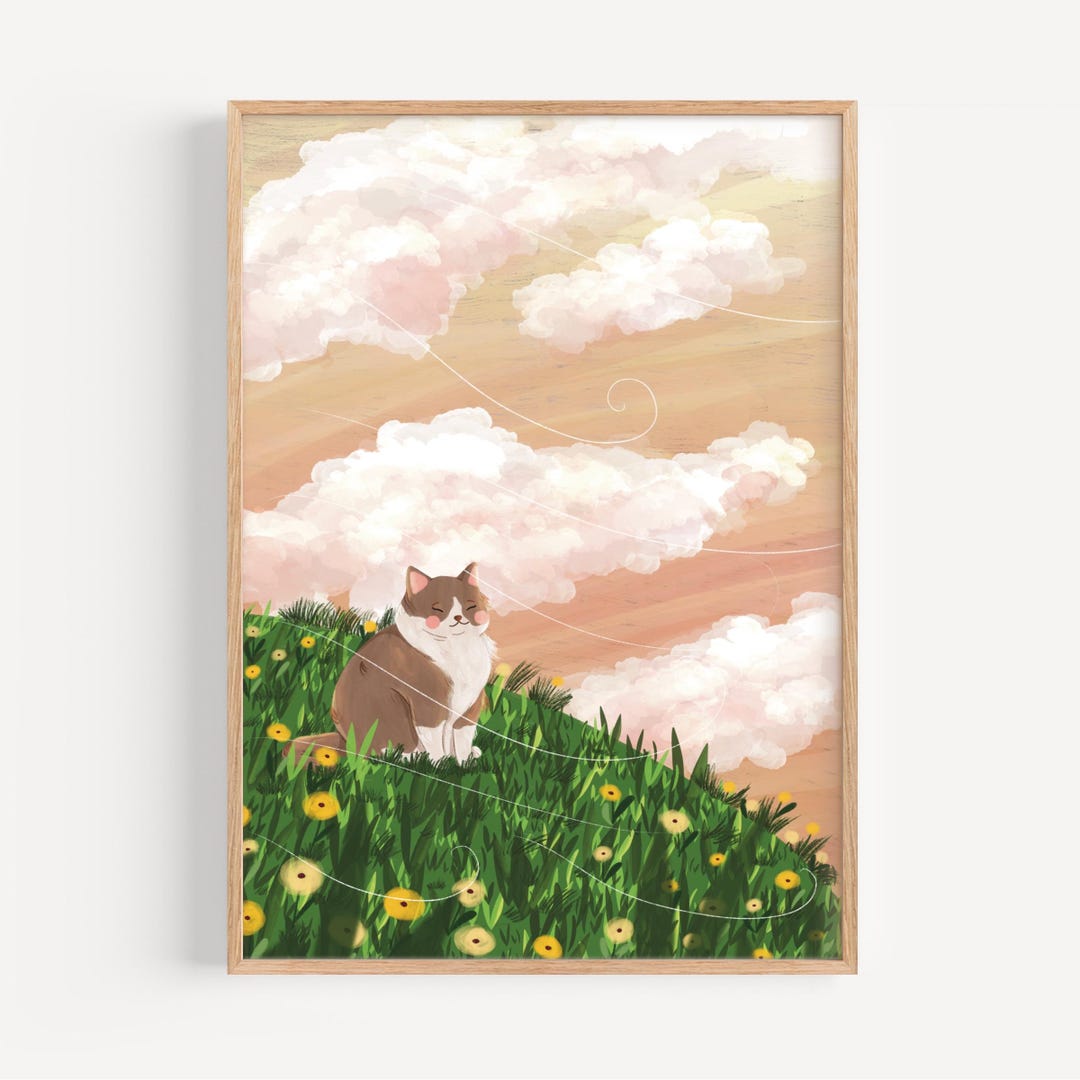 Freedom / Cat Drawing, Cat Lovers. Art Print, Spring Art - Etsy
