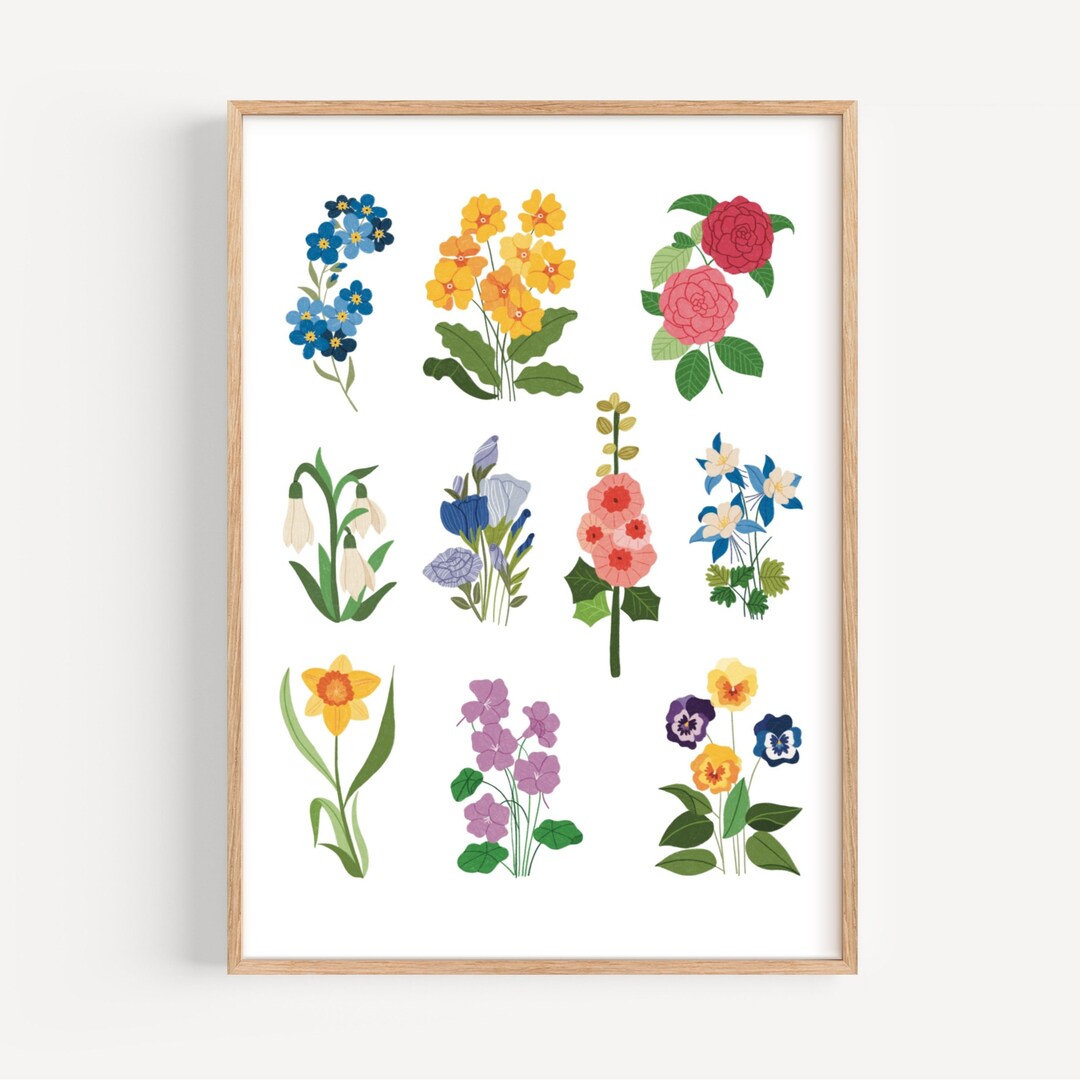 Spring Flowers | Art Print, Seasonal Illustration, Flowers Lover Gift ...