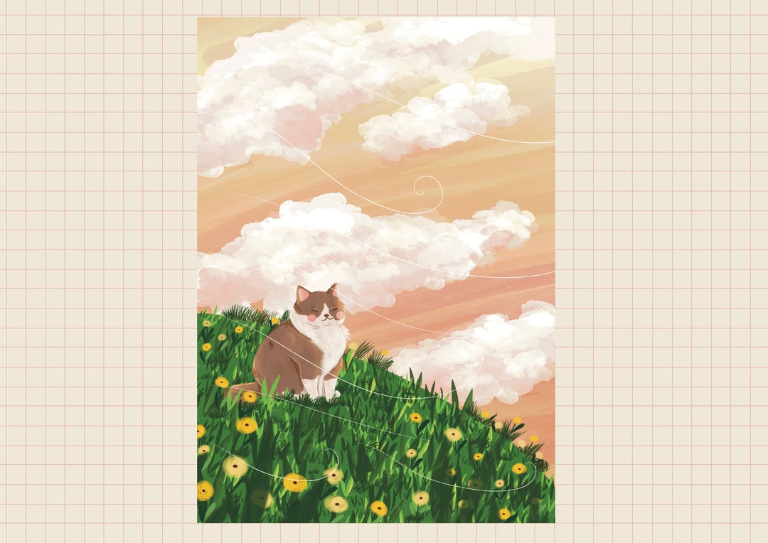 Freedom / Cat Drawing Cat Lovers. Art Print Spring Art - Etsy