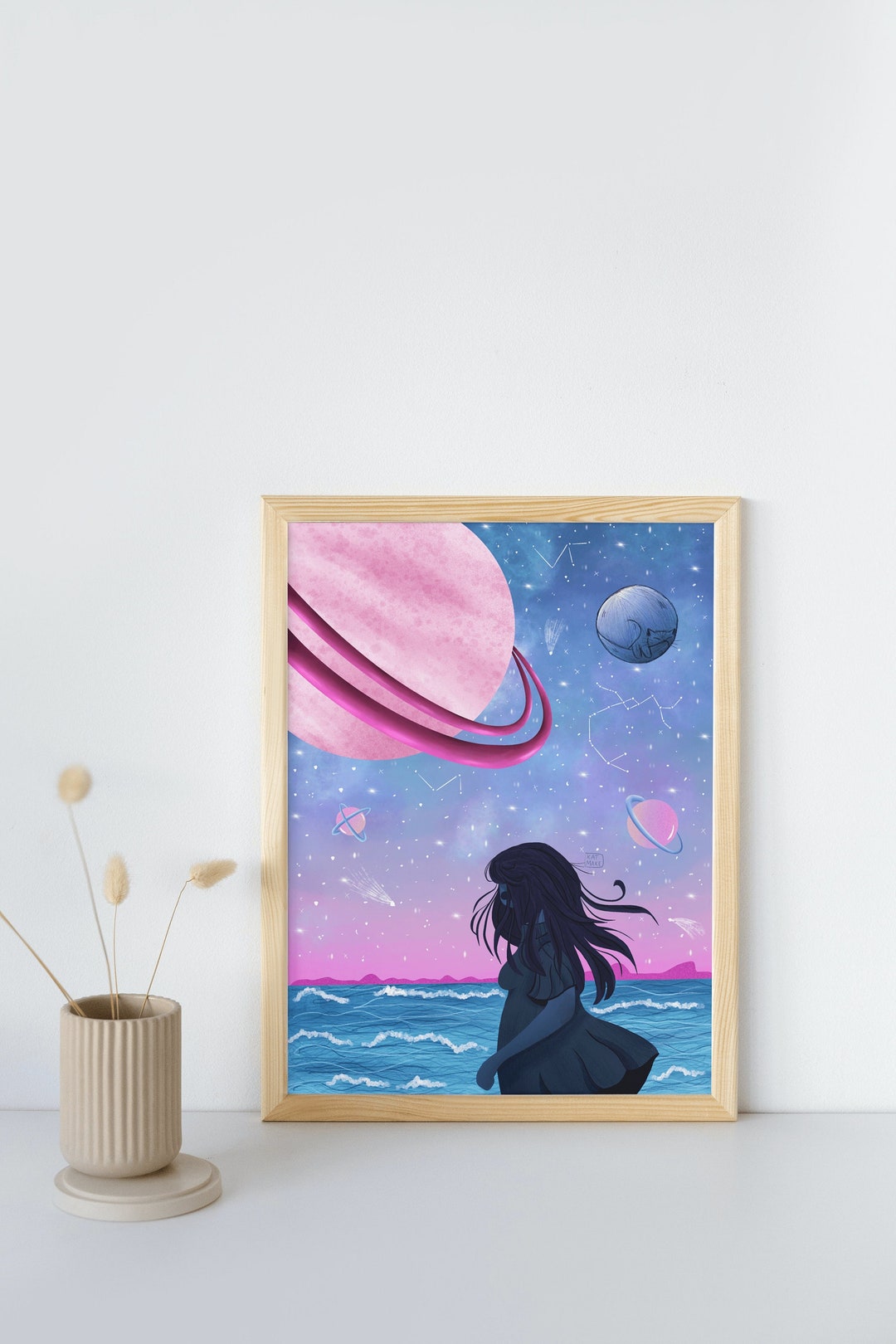 Cosmic Girl Art Print Illustration Print - Etsy