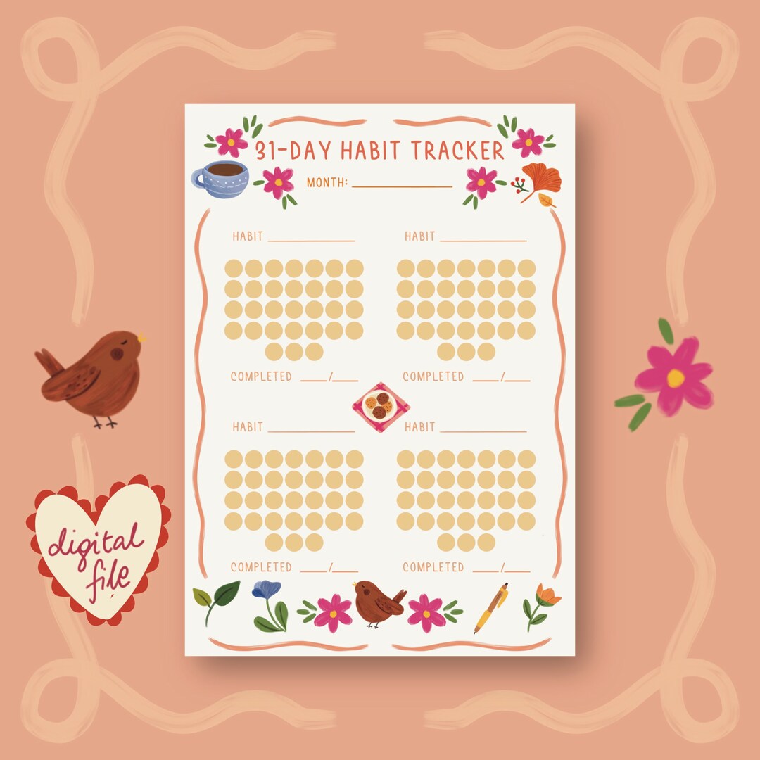 31-day Habit Tracker | Daily Notepad, Digital Planner, Digital File ...