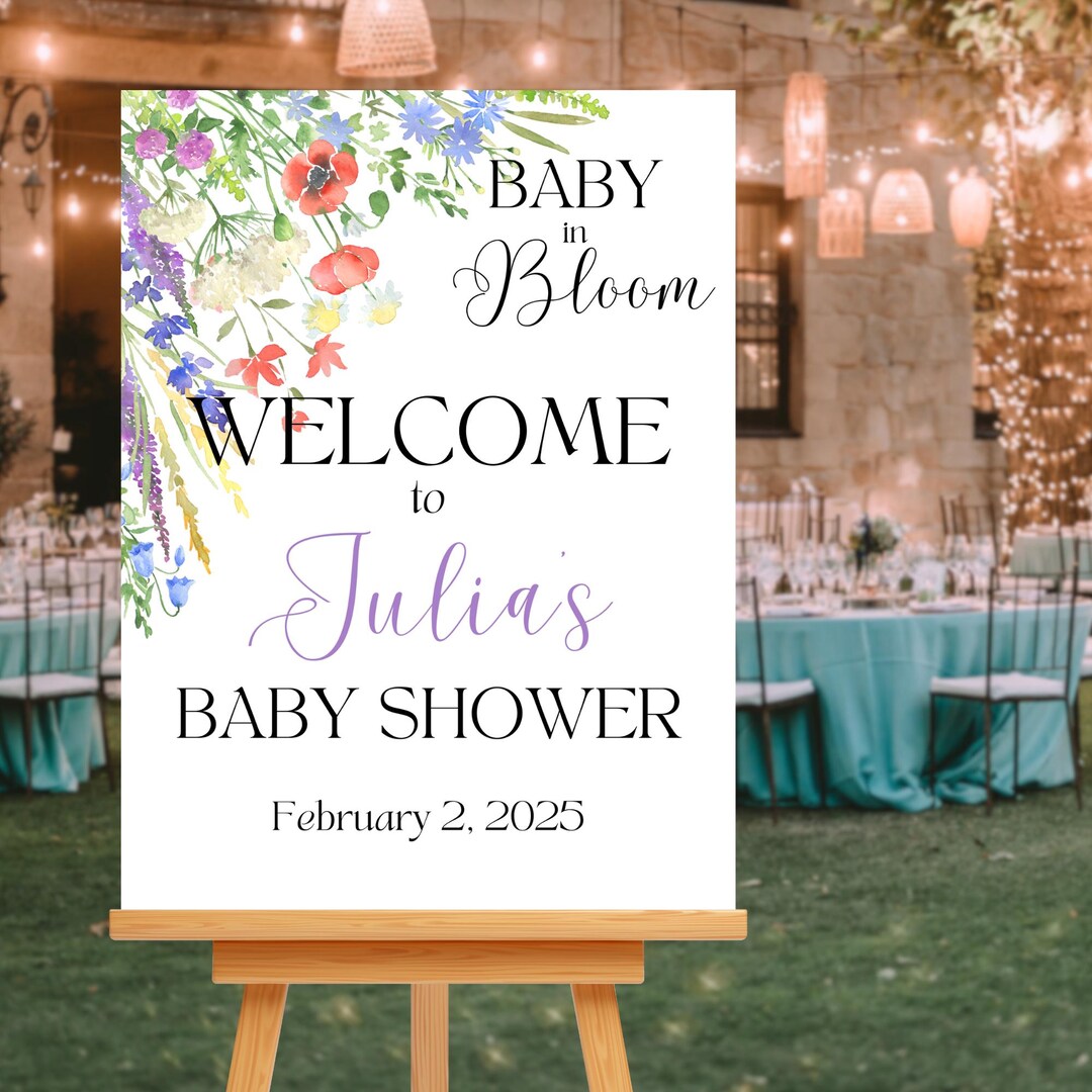 Personalized Baby in Bloom Baby Shower Welcome Sign, Printable Welcome ...