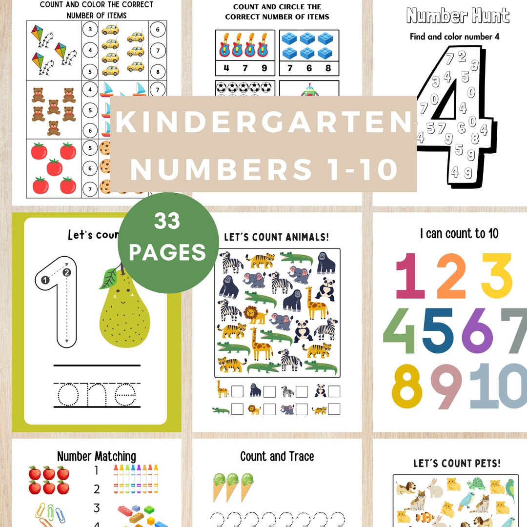 Homeschool Worksheets, Learn Numbers 1-10, 33 Pages, Printable, Digital ...
