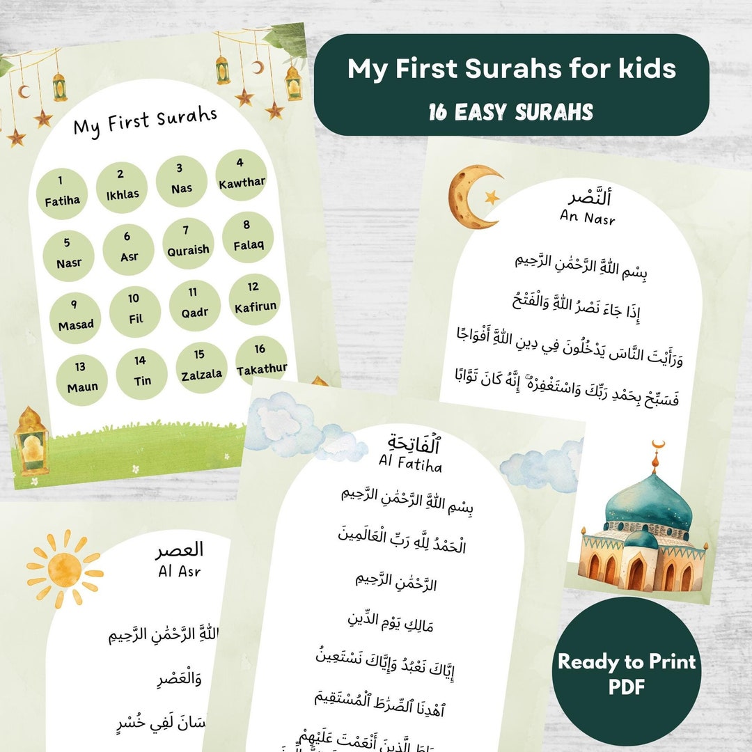 Quran Surahs for Kids: Easy Surah Book, My First Surahs (printable ...