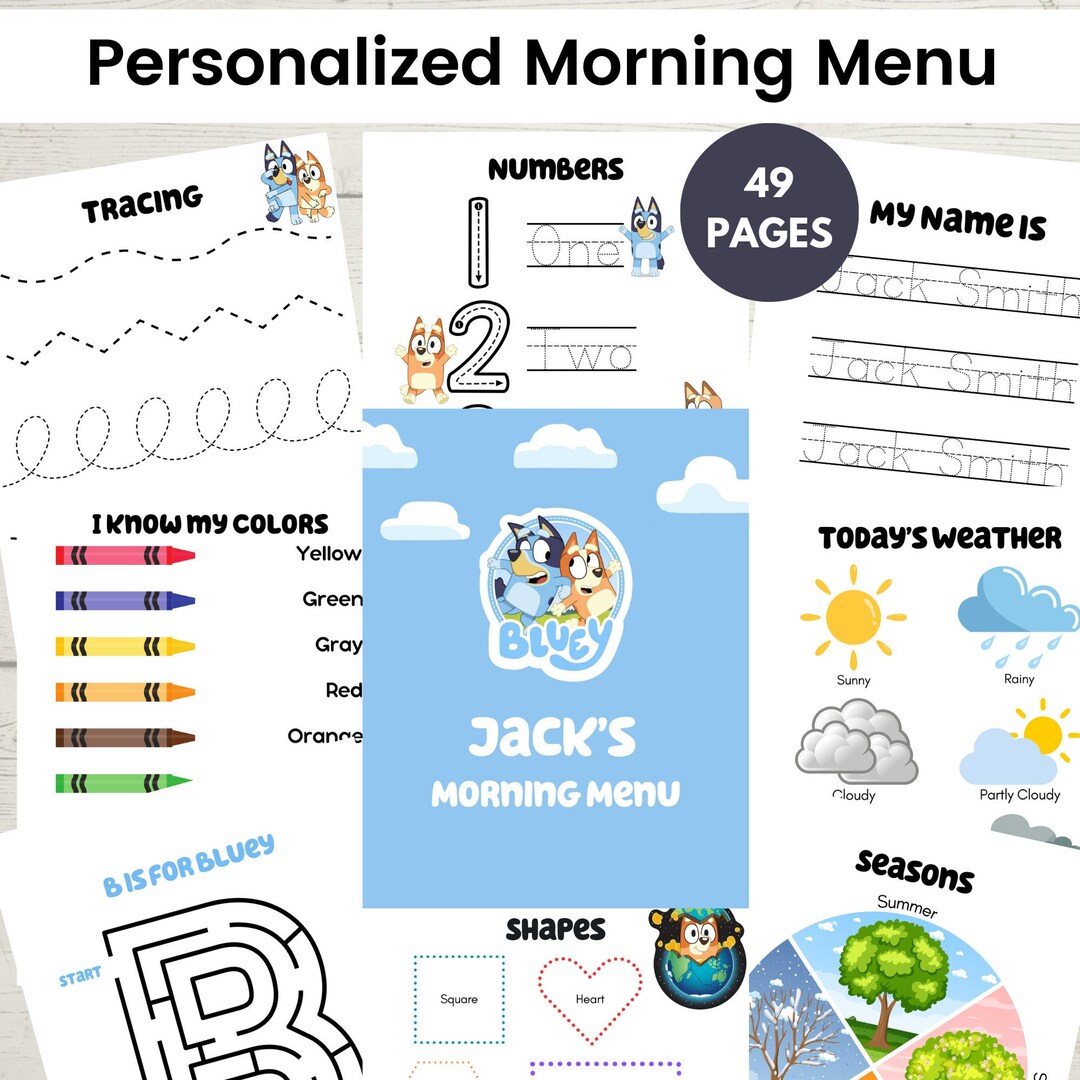 Homeschool Morning Menu, Personalized, Character Themed, Montessori ...