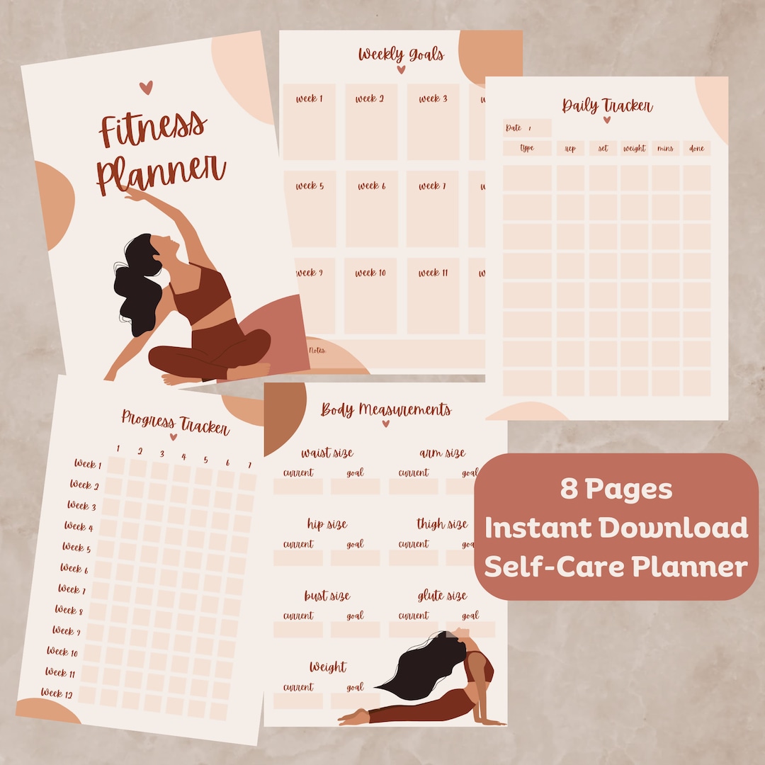 Fitness Self-care Planner, Girly Aesthetic, Fitness Journal, Digital ...