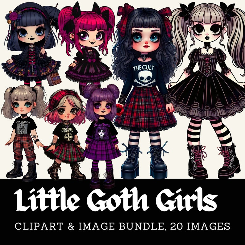 Goth Girl Clip Art Bundle Digital Download Cute Goth Girls Digital Images Goth Clipart - Etsy