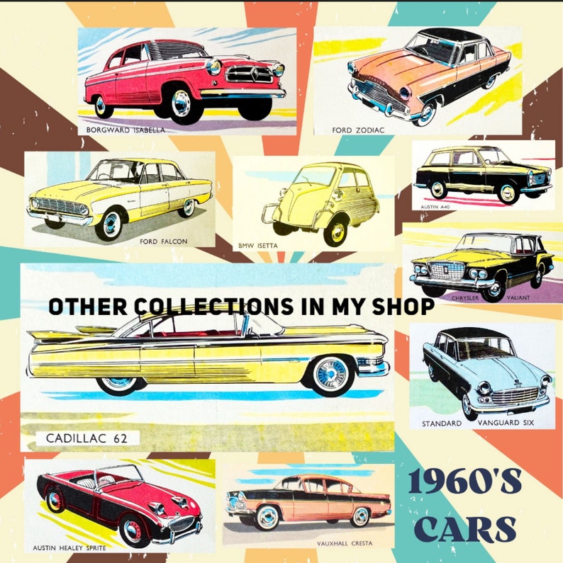 1960s Cars Clipart Bundle Vintage Cars Midcentury Cars Clipart Bundle ...