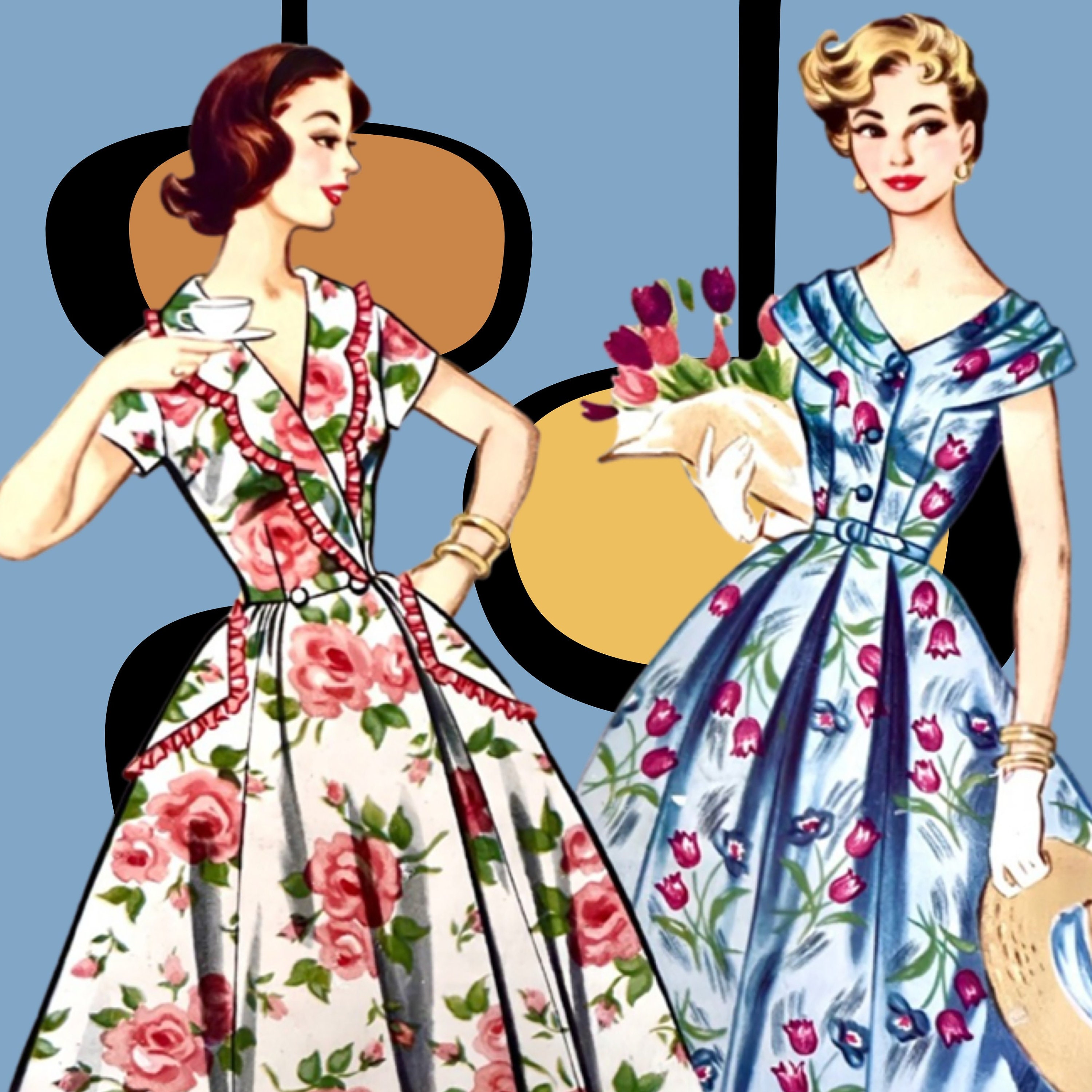 1950s Clipart Bundle Midcentury Fashion Retro Dress Png - Etsy Australia