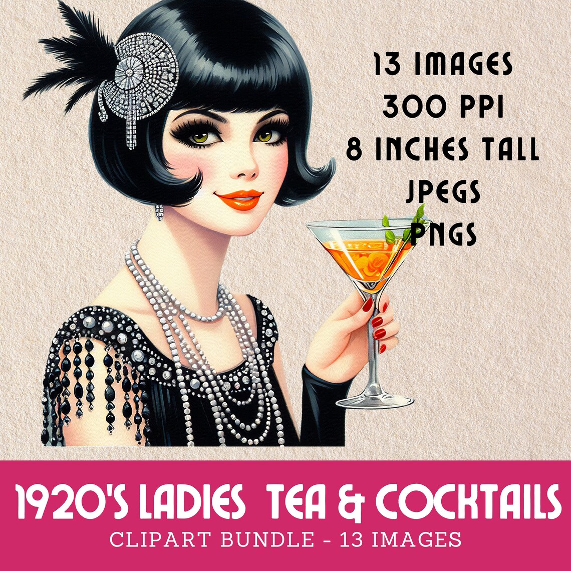 1920s Ladies Clipart Bundle 1920s Women With Tea and Cocktails ...