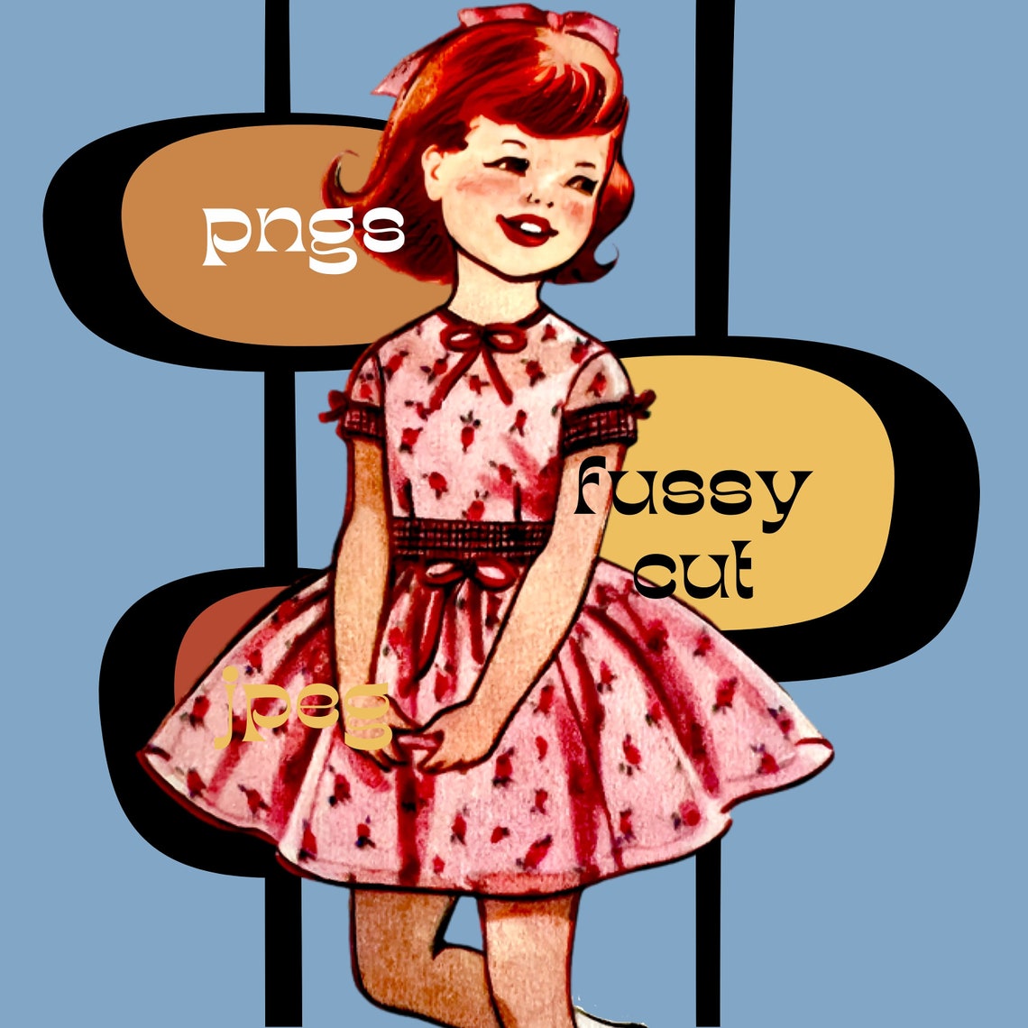 1950s Girls Fashion Clipart Bundle Midcentury PNGS - Etsy