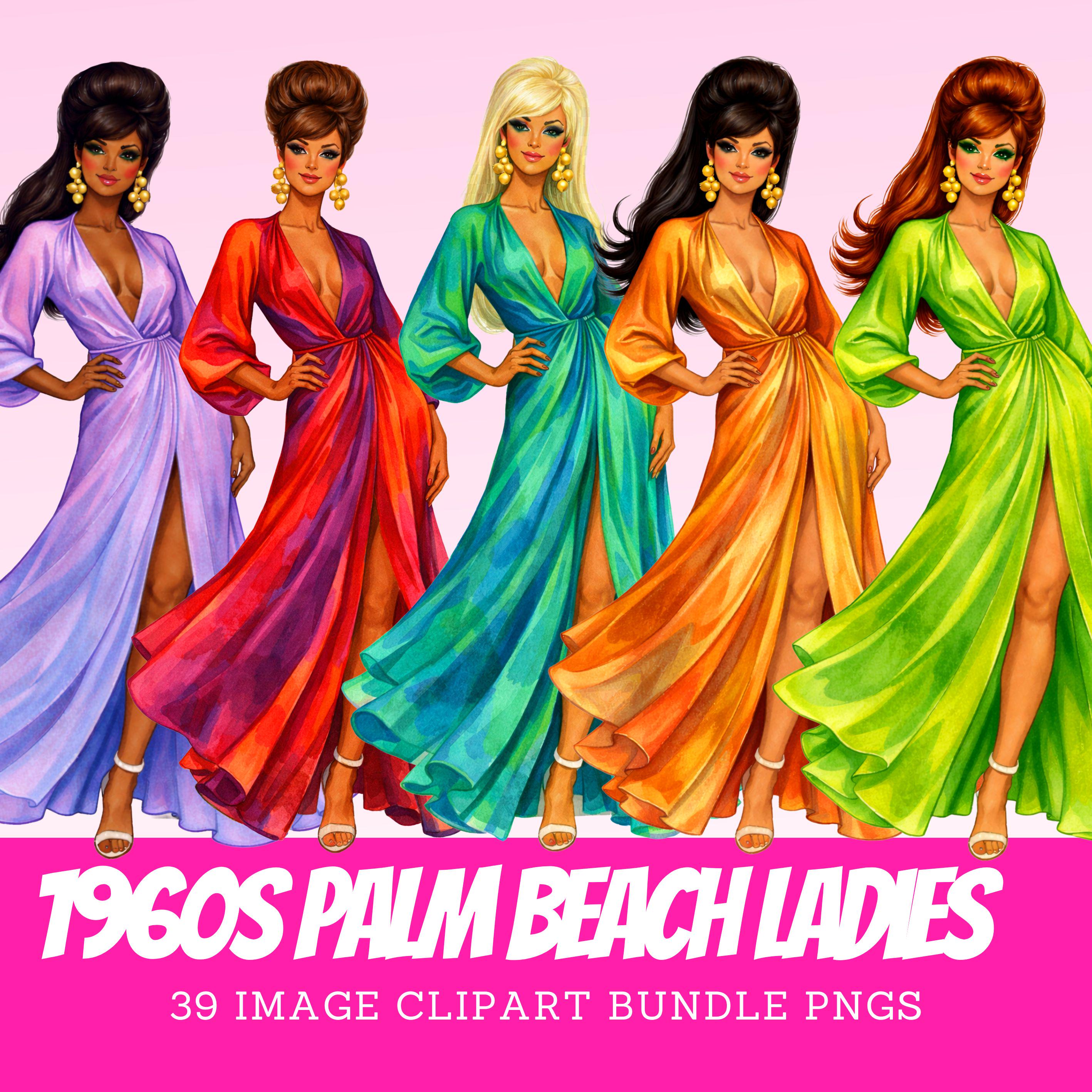 1960s Fashion Clipart Bundle: Midcentury Palm Beach Fashion Girls ...