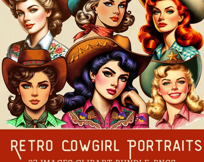 Set of 20, Cowgirls Clipart, Cowgirl PNG, Western Clipart, Cowgirl Junk ...