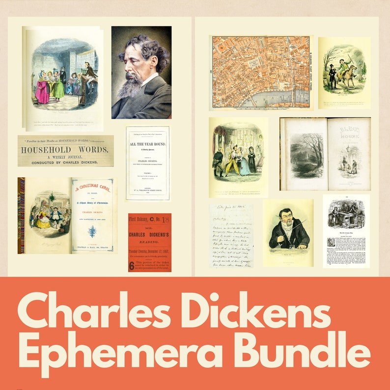 Charles Dickens Ephemera Bundle Victorian Junk Journal, Victorian ...