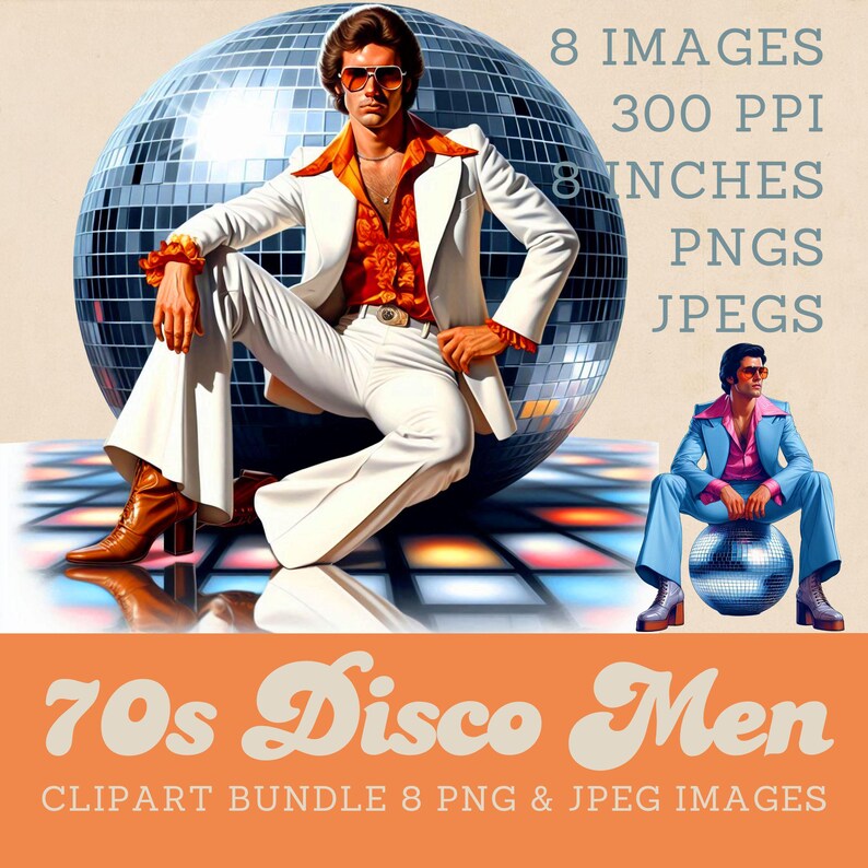 70s Disco Men Clip Art Bundle: Retro Dancers (PNG & JPEG) - Etsy UK