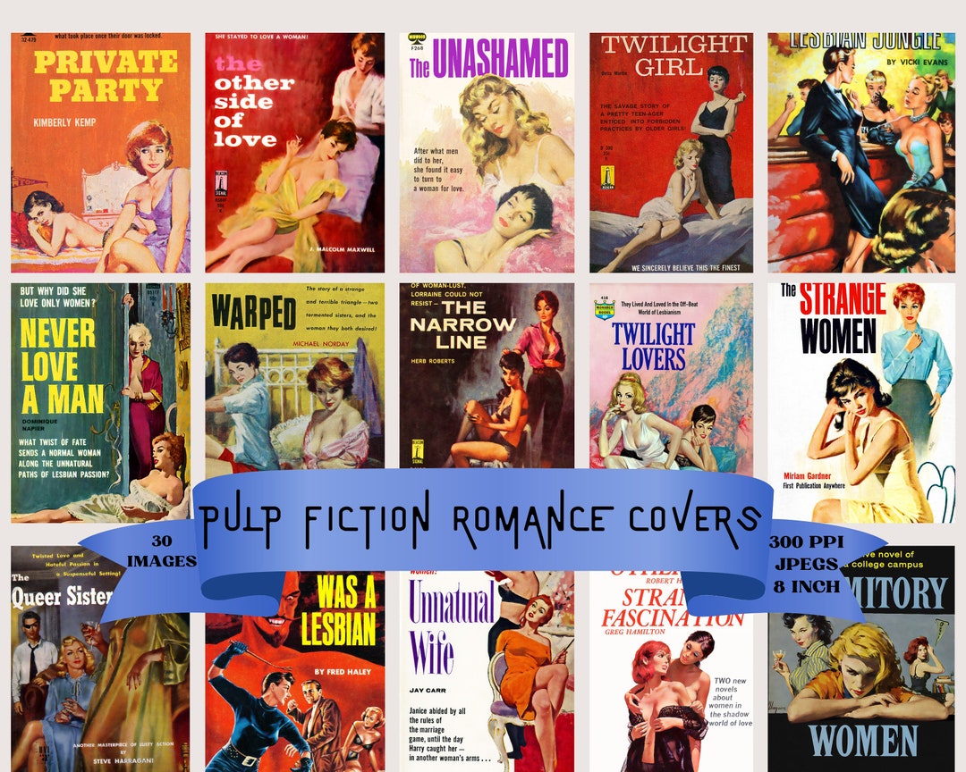 Vintage Lesbian Pulp Novel Book Covers Digital Images, Vintage Lesbian Clip Art Bundle ...