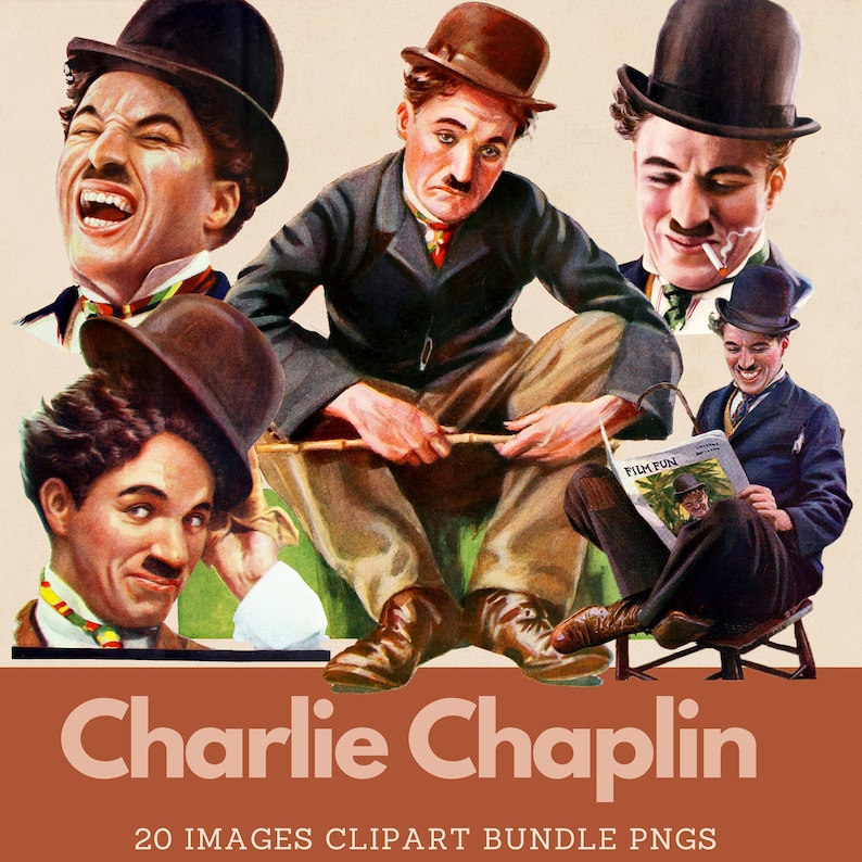 Charlie Chaplin Clipart Bundle Digital Images Charlie Chaplin PNG - Etsy