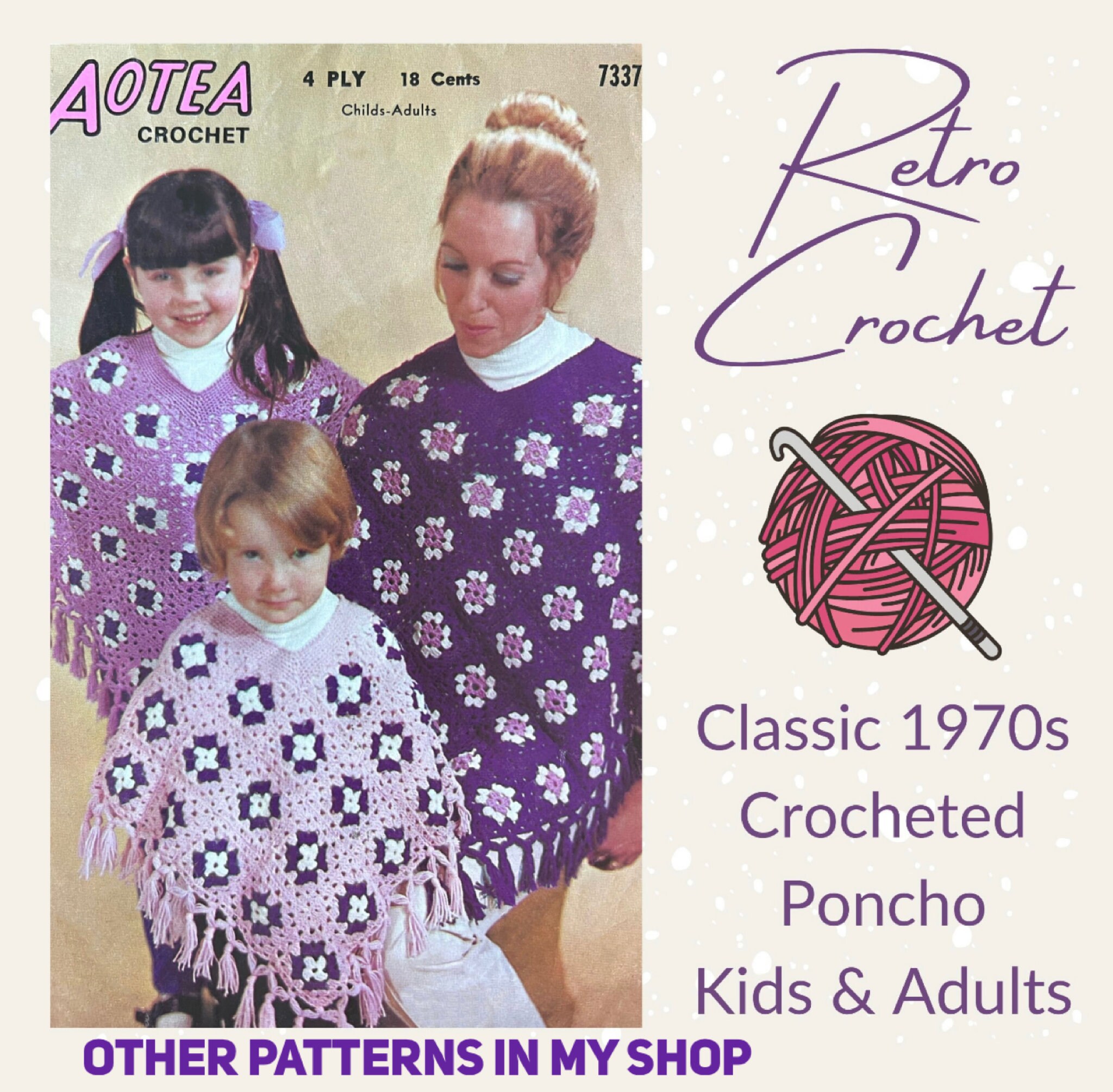 Man's Poncho Crochet Pattern From 1970's, Retro Poncho for Men, Classic ...