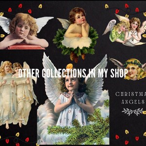Kitsch Cherubs PNG Vintage Christmas Angels Clipart Bundle Retro Angel ...