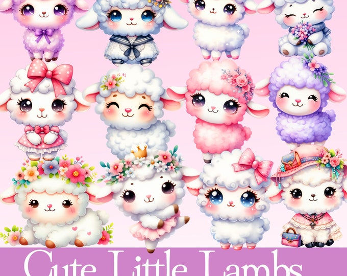 Premium Vector Clipart - Kawaii Lambs - Cute Lamb Clipart Set - High ...