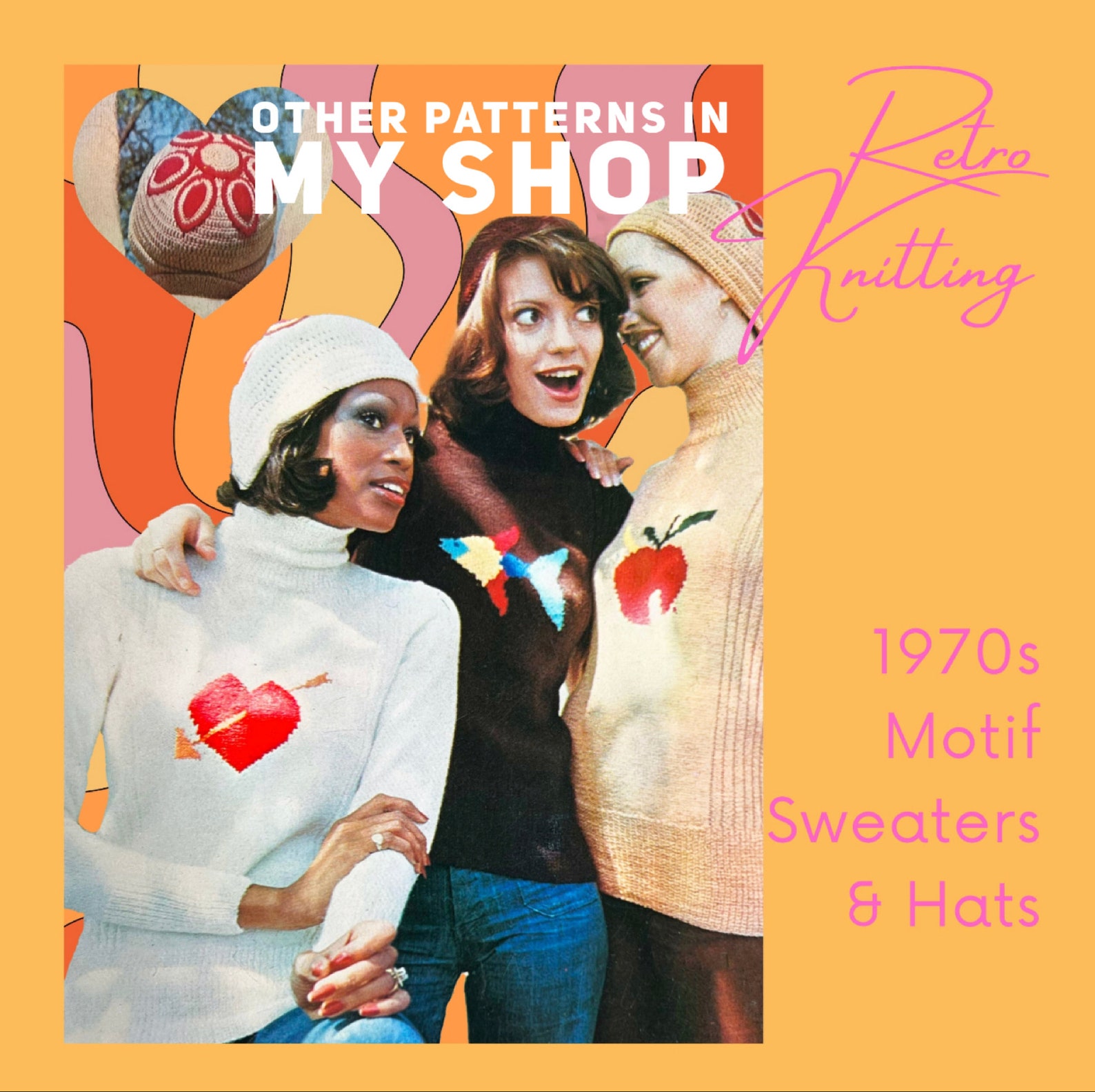 60s Beatnik Women's Sweater Knitting Patterns 4 Black & White Designs ...