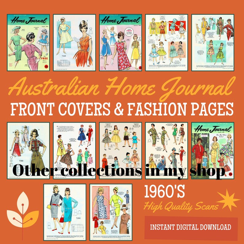 Vintage 1960s Fashion Pages Printable Midcentury Fussy Cuts Scrapbook ...