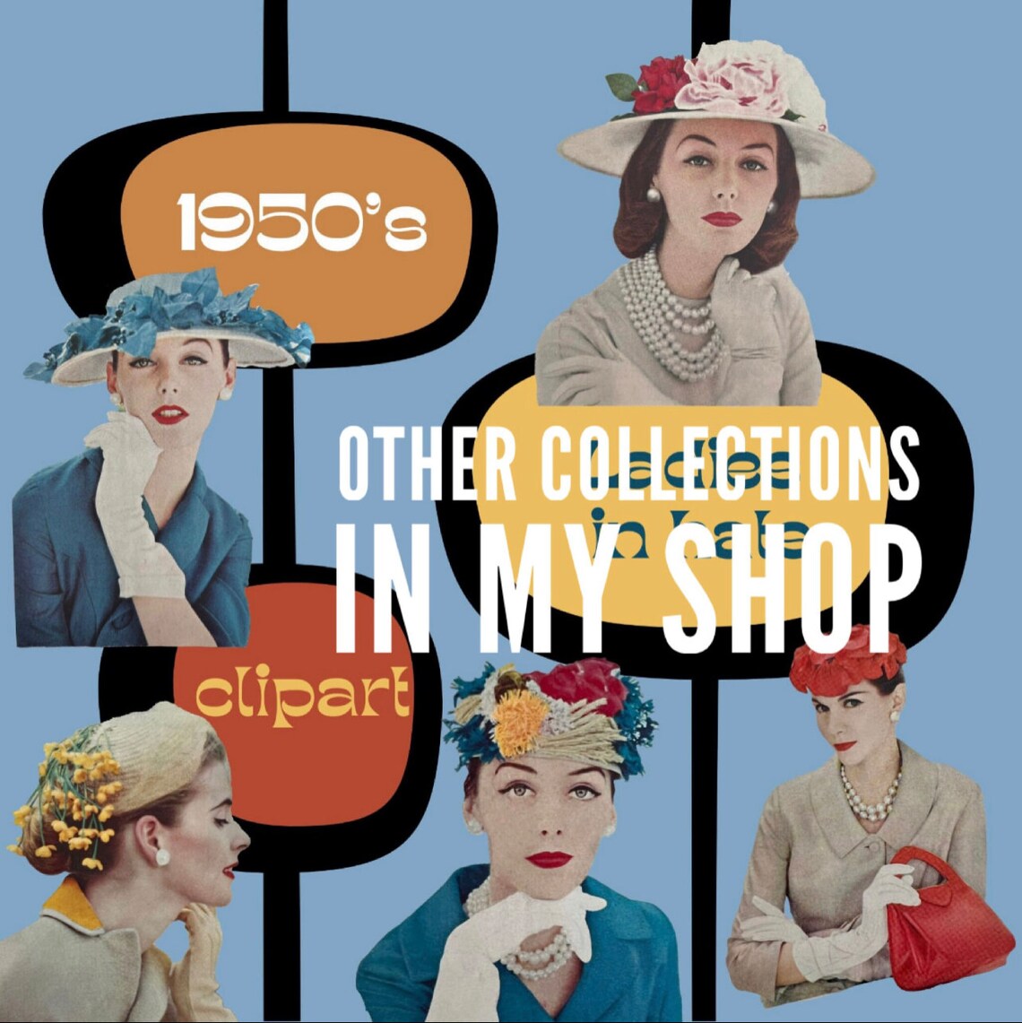 1950s Fashion Clipart Bundle: Vintage Dresses (digital Images) - Etsy