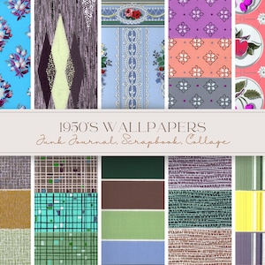 Midcentury Printable Digital Paper - Vintage 1950s Wallpaper Design ...