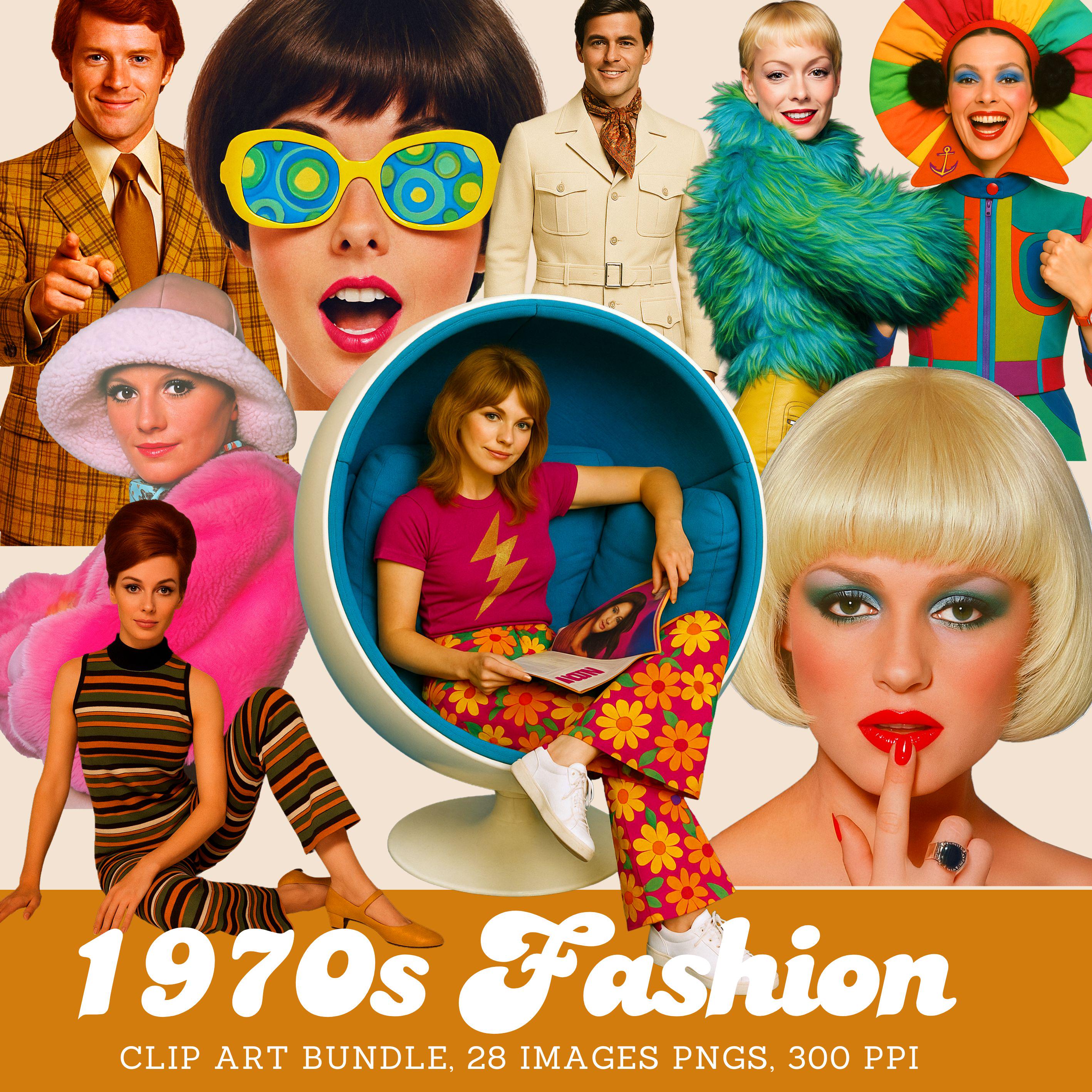 1970s Fashion Clipart Bundle: Retro 70s Fashion PNG - Etsy