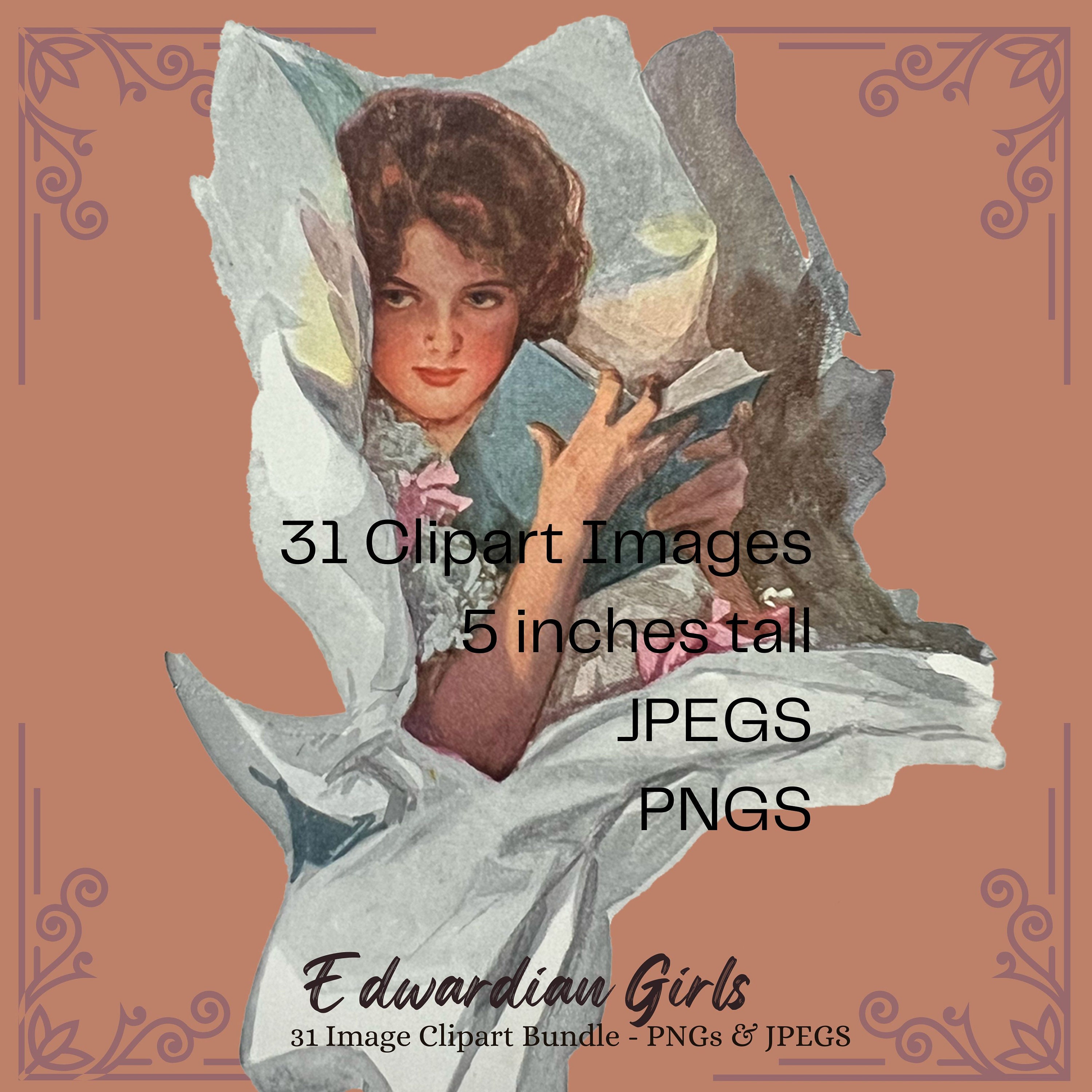 Edwardian Girls Clipart Bundle Harrison Fisher Vintage Women Digital ...