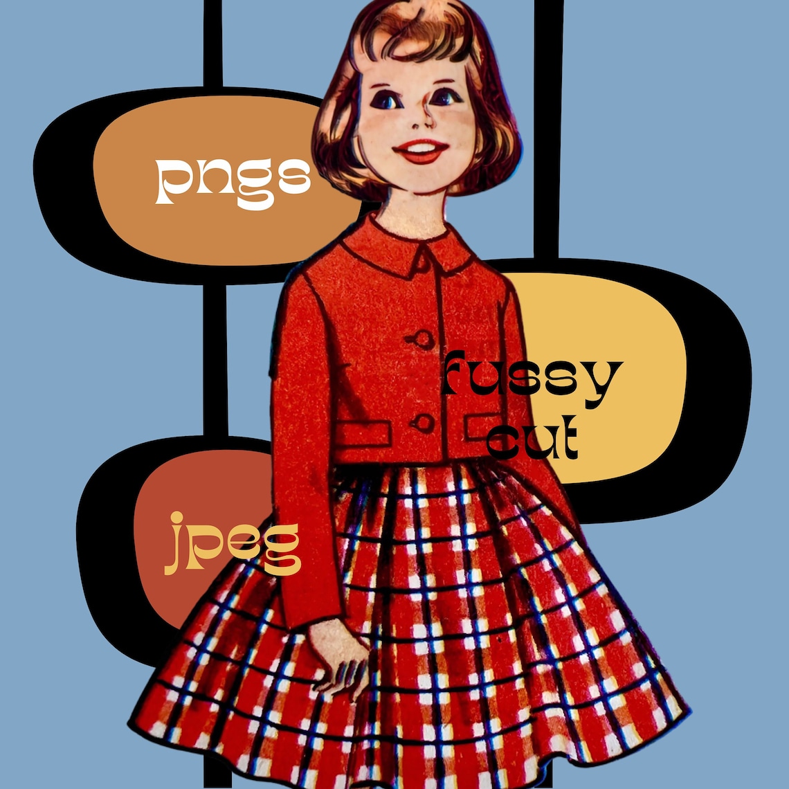 1950s Girls Fashion Clipart Bundle Midcentury PNGS - Etsy