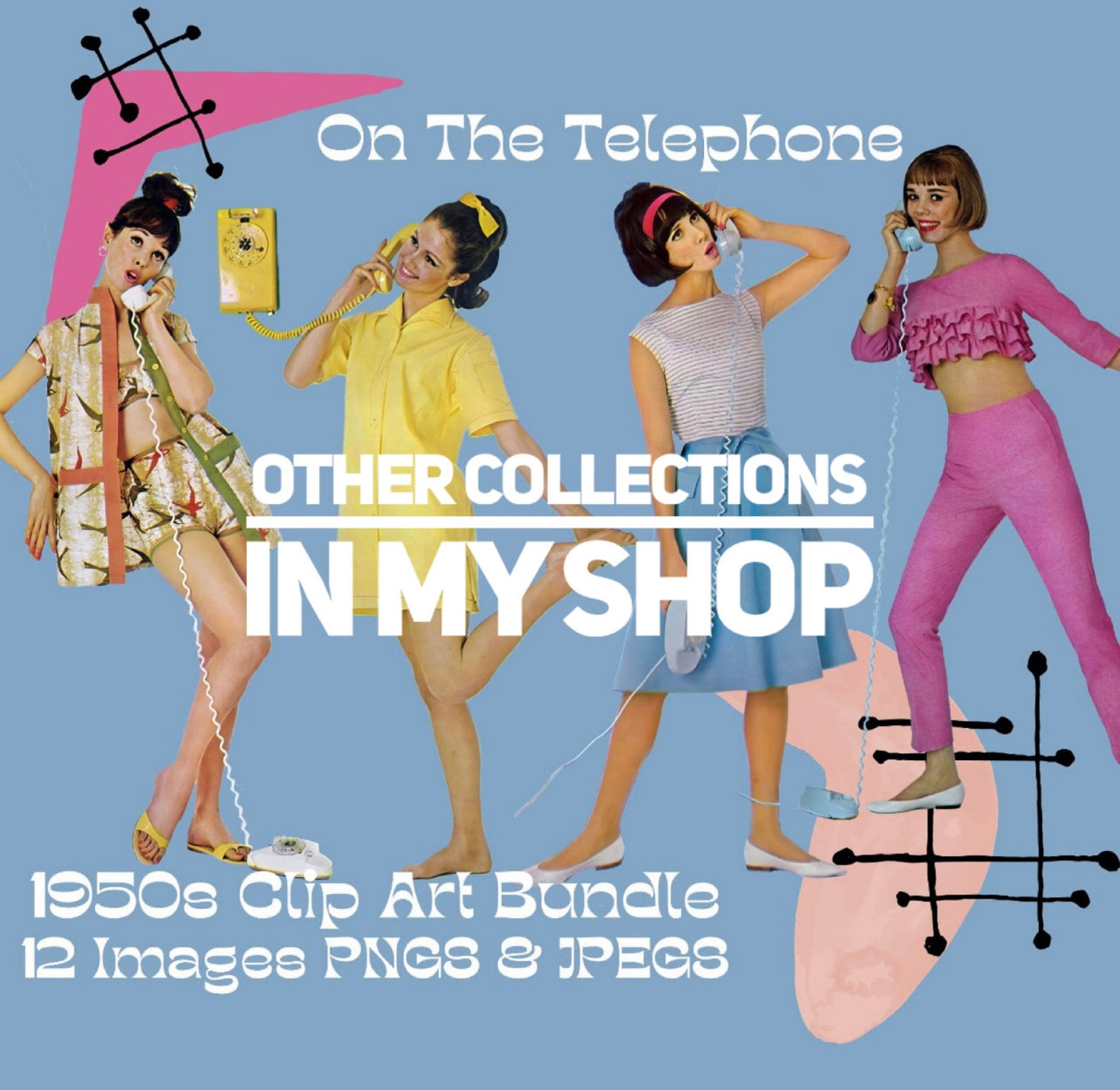 1950s Fashion Clipart Bundle: Vintage Dresses (digital Images) - Etsy