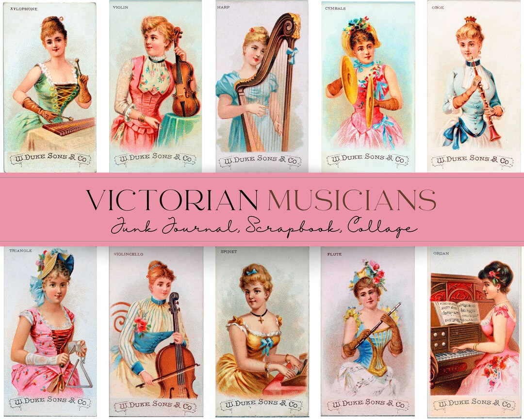 Victorian Scrapbook Ephemera Musical Instruments Clipart Bundle ...