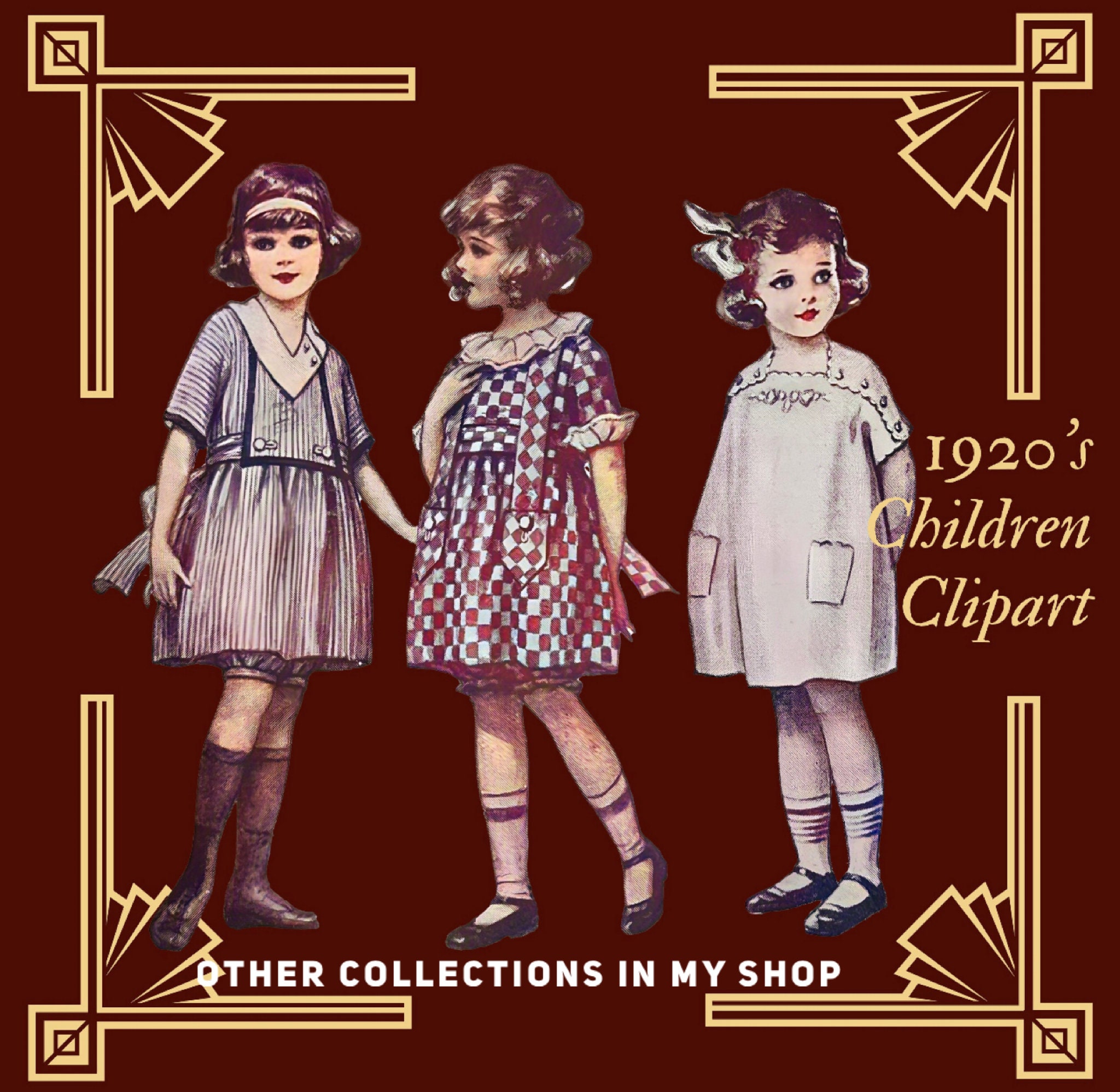 1920s Kids Clipart Bundle Children's Fashion Clip Art - Etsy