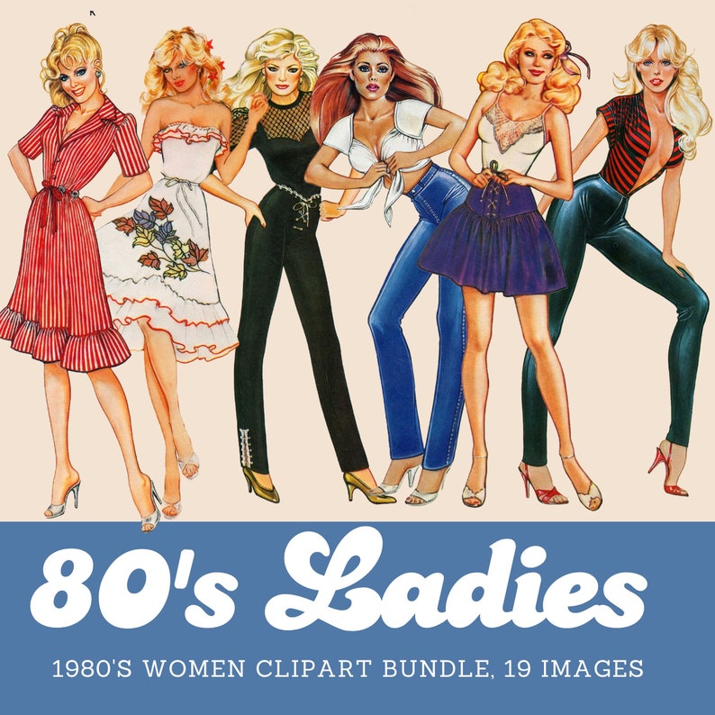 80s Women Clip Art 1980s Ladies Retro Ladies Clipart Bundle 1980s ...