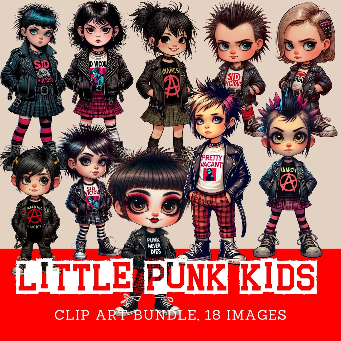 Punk Rock Clip Art Bundle Digital Download Cute Punk Girls Digital Images Punk Rock Clipart Punk ...