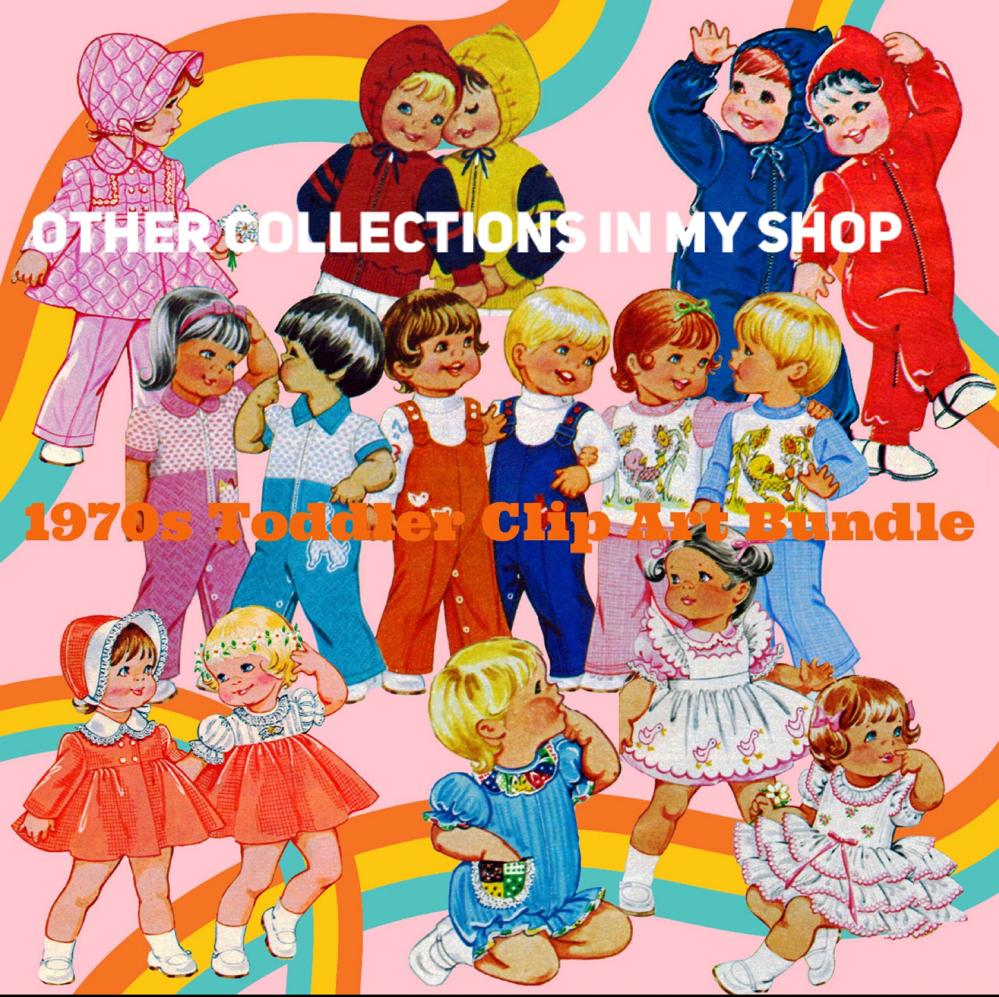 1970s Clipart Women's Fashion Clipart Bundle Groovy 70s Retro Fashion ...