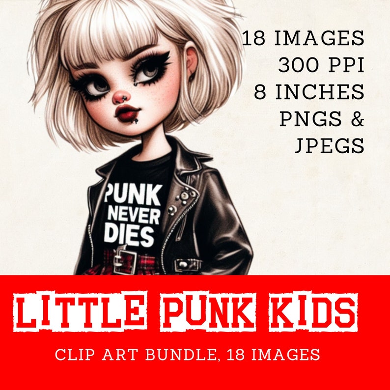 Punk Rock Clip Art Bundle Digital Download Cute Punk Girls Digital ...