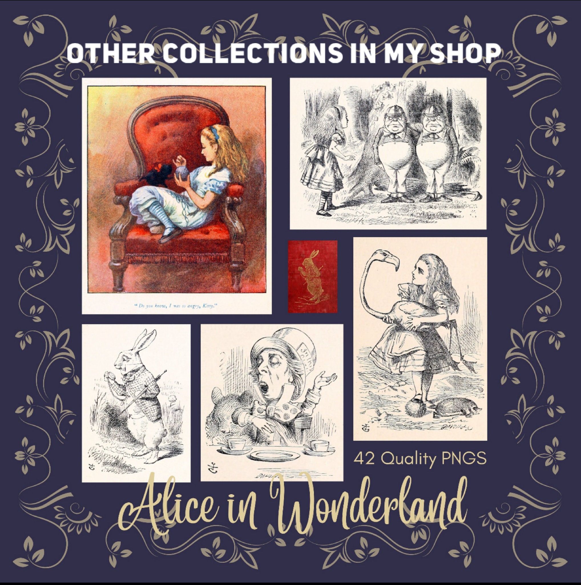Alice in Wonderland Clipart Bundle Vintage Alice in Wonderland Clipart ...