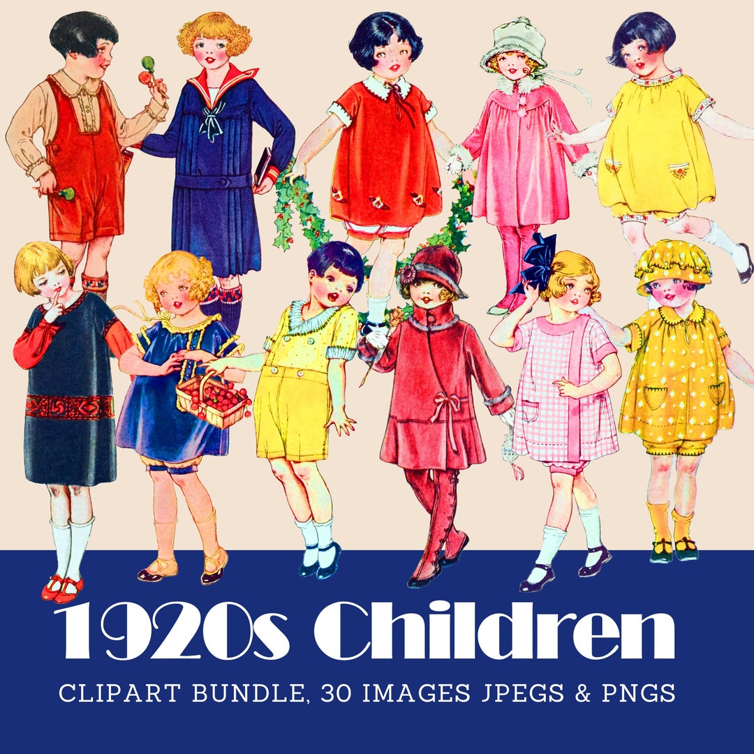 1920s Children Fashion Clipart Kids Vintage Kids Clipart Bundle 1920s ...