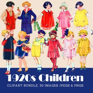 1920s Children Fashion Clipart Kids Vintage Kids Clipart Bundle 1920s ...