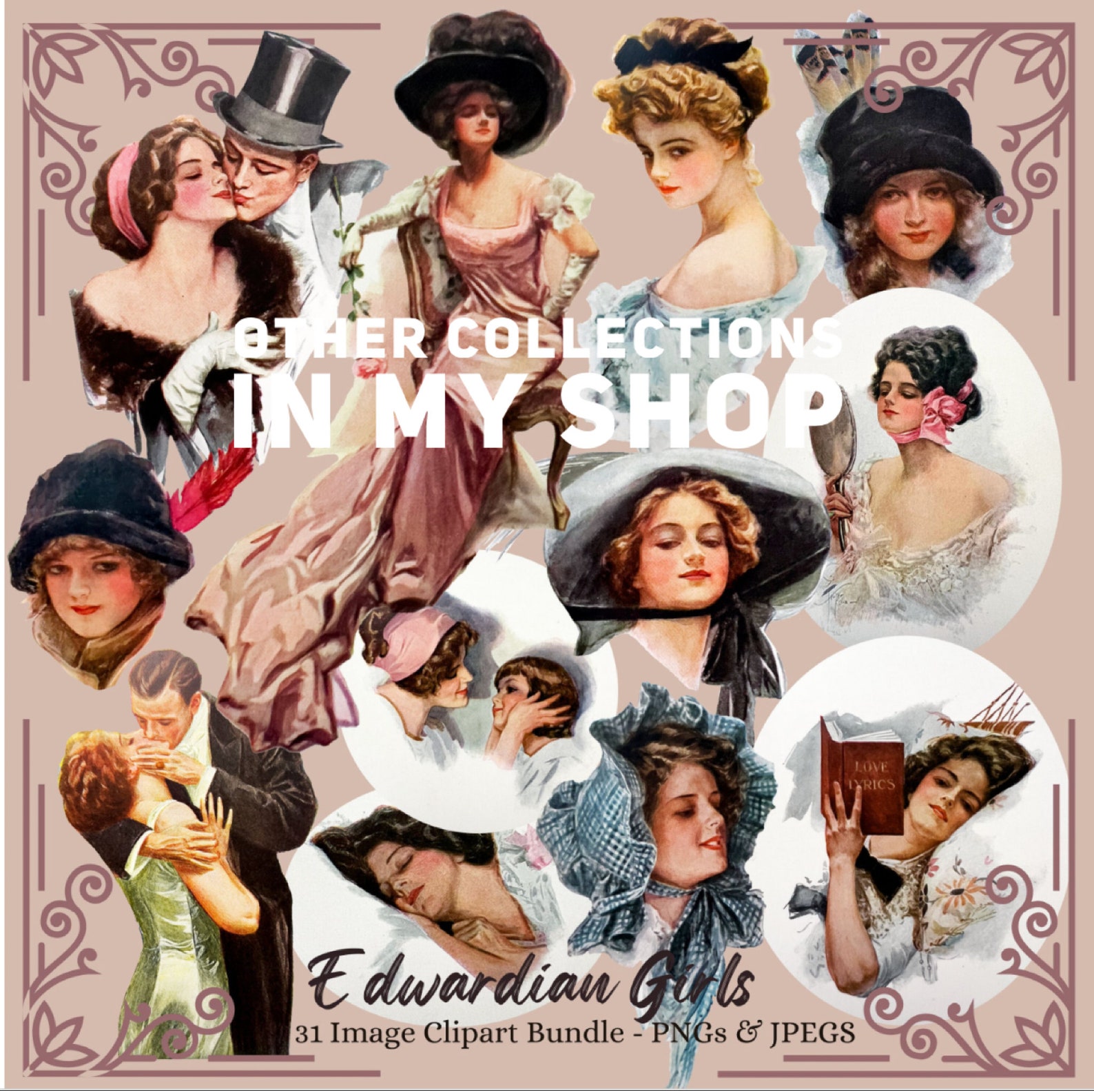 Vintage 1910s Women's Fashion Clipart Set - Edwardian Lady Images ...