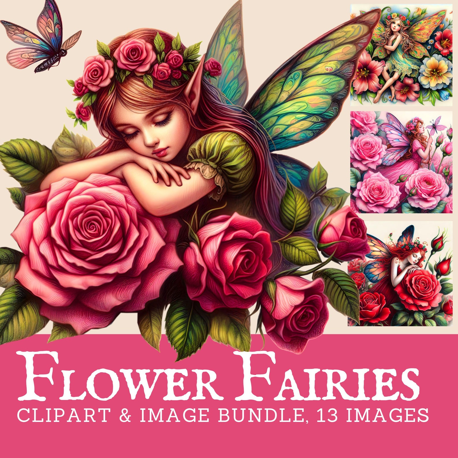 Flower Fairies Clipart Bundle Flower Fairies Digital Download Flower ...
