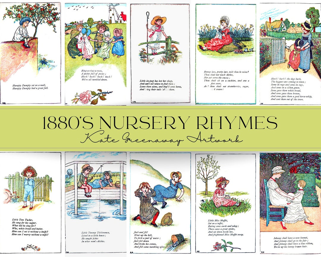 Nursery Rhyme Clip Art Bundle Kate Greenaway Nursery Rhymes Vintage ...