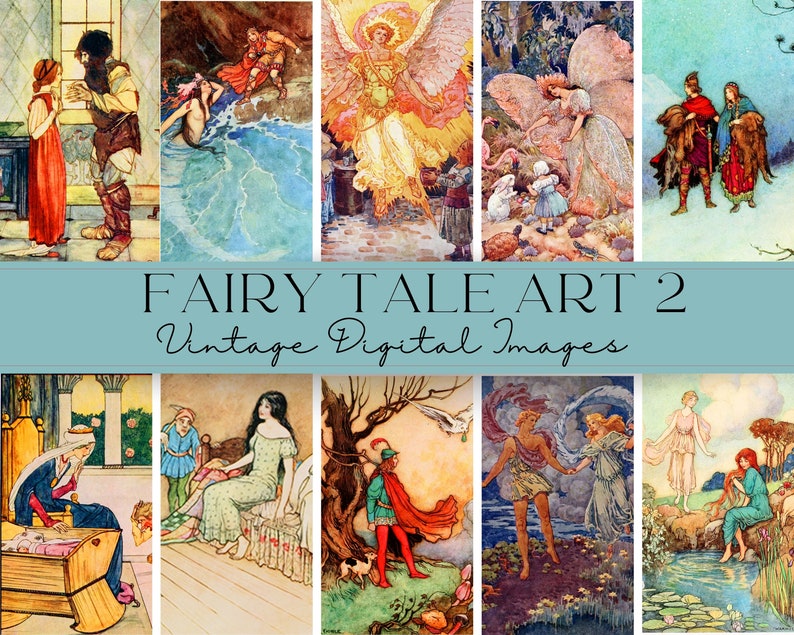 Vintage Fairytale Clip Art Bundle Fairy Tale Digital Download Antique ...