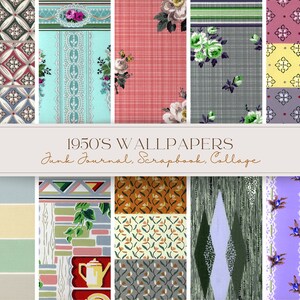 Midcentury Printable Digital Paper - Vintage 1950s Wallpaper Design ...