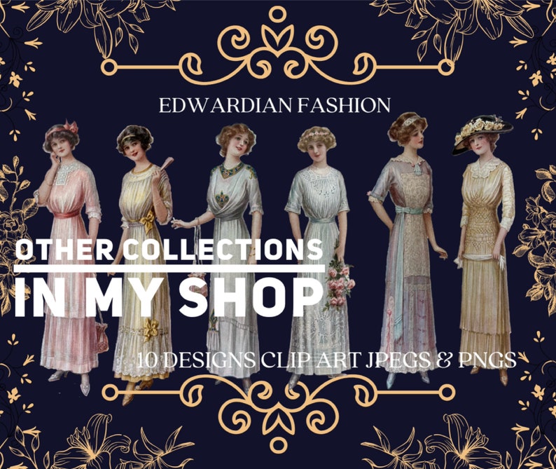 Vintage 1910s Women's Fashion Clipart Set - Edwardian Lady Images ...