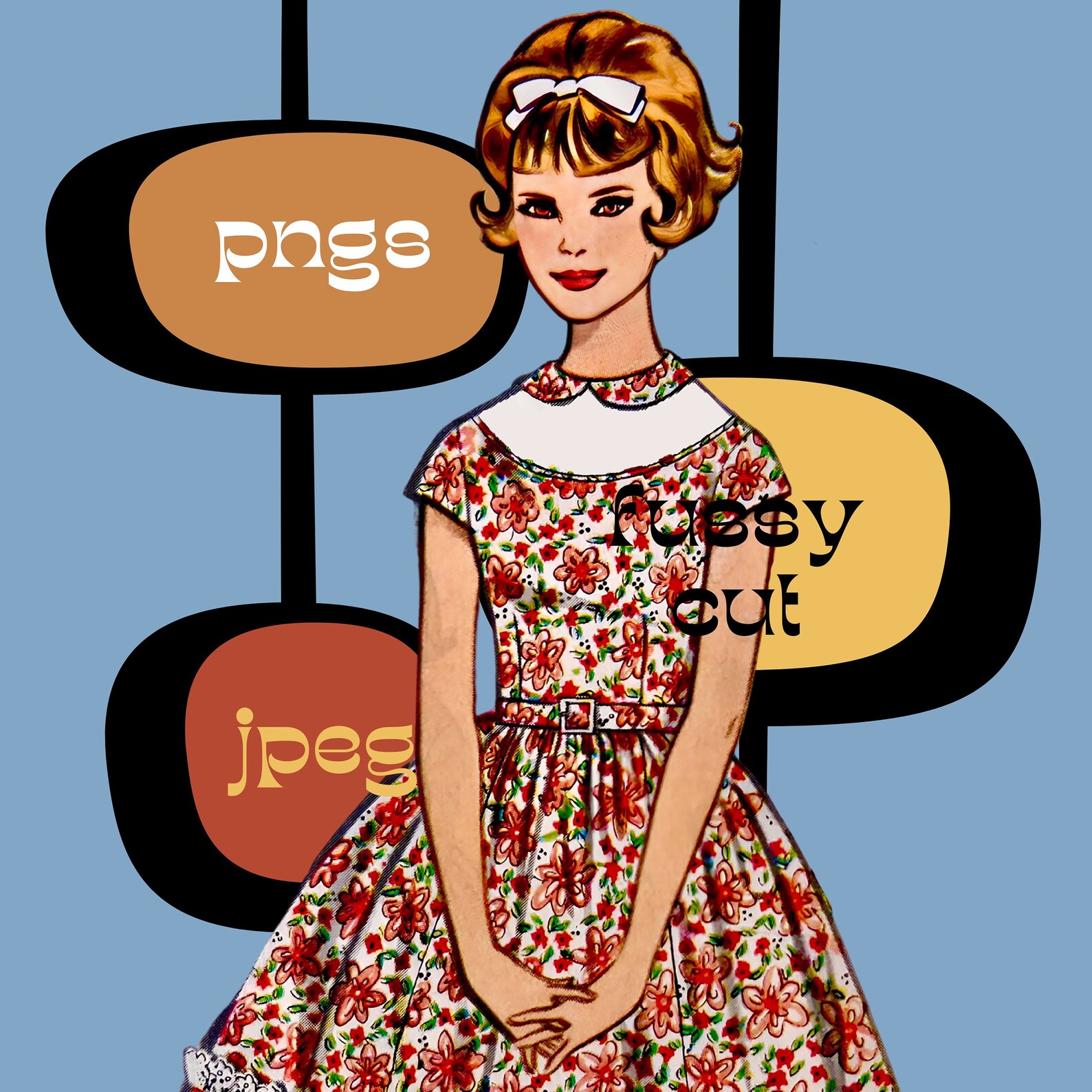1950s Girls Fashion Clipart Bundle Midcentury PNGS - Etsy
