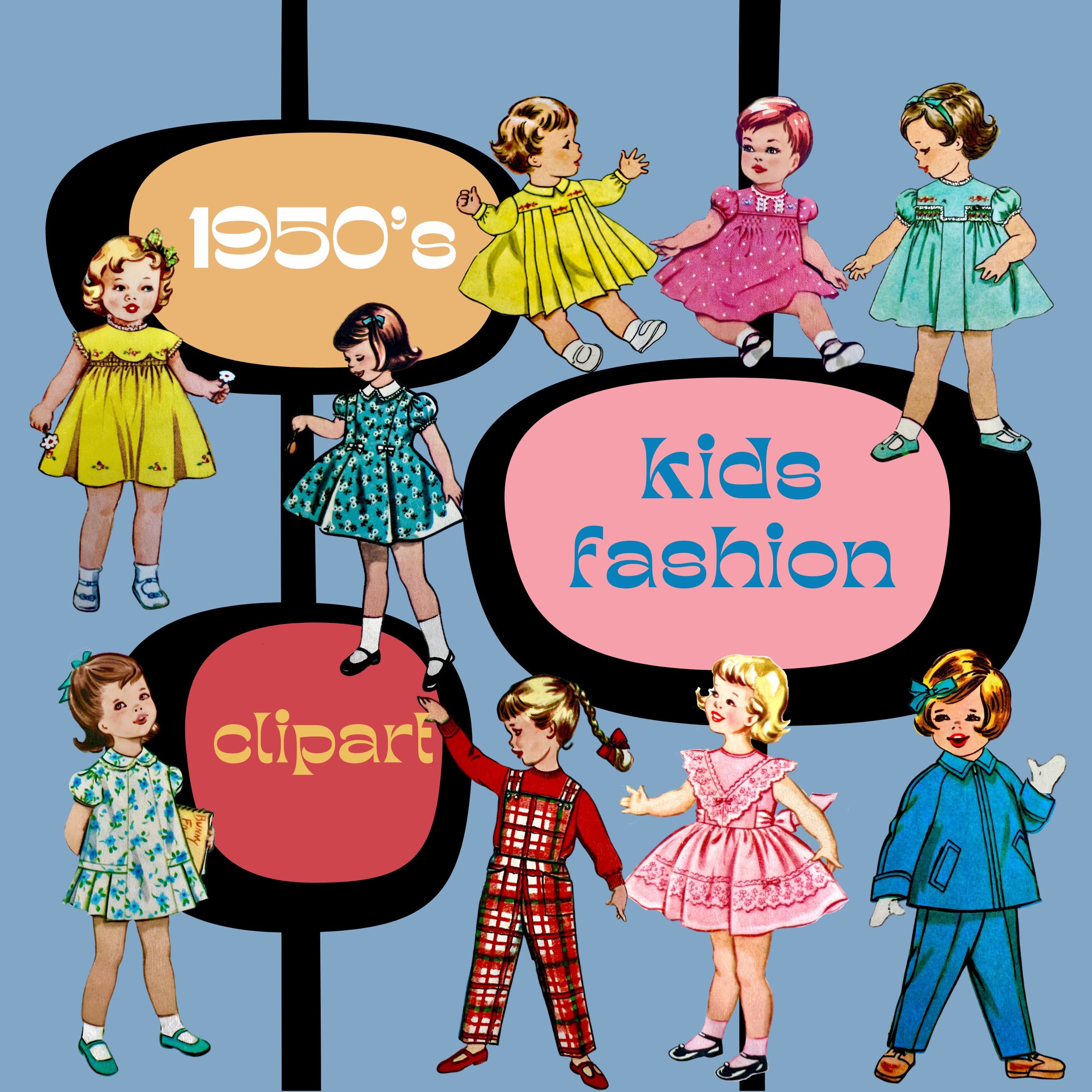 1950s Kids Clipart Bundle Vintage Baby Clipart Children and Babies ...